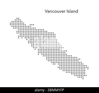 Vancouver Island pixelated stylised map with blue ocean background ...
