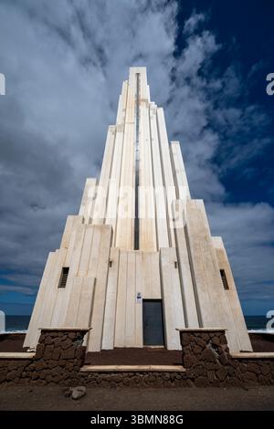 Punta del Hidalgo lighthouse. Landscape overlooking the ocean. Sunset ...