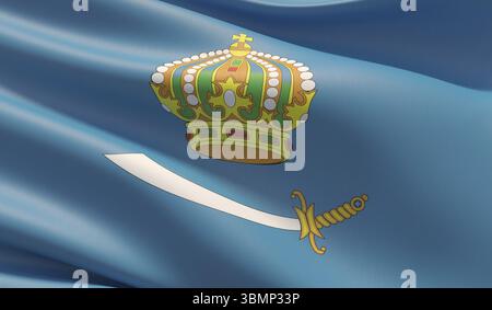 The flag of Astrakhan Oblast. High resolution close-up 3D illustration ...