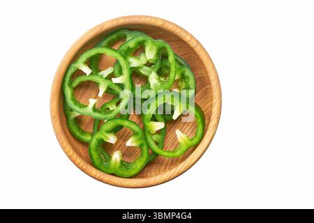 Top view of white peper in ceramic cup on white background with ...