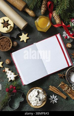 New baking set, on a dark table with copy space Stock Photo - Alamy