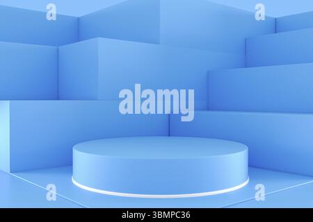 A 3d rendering of a computer display mock-up with a blank white screen ...