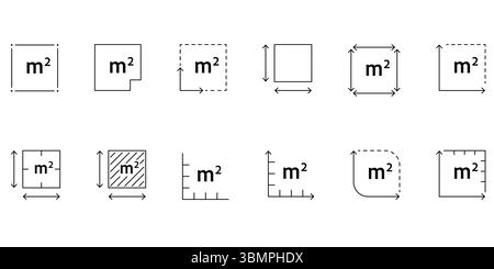 Square meters vector icon with M2 sign. Land area or floor plan ...