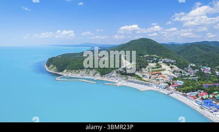 Amazing aerial view of Black Sea coast, turquoise color of the sea ...