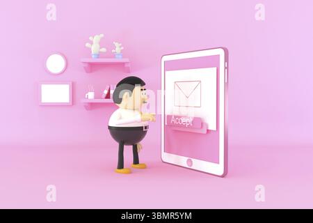 3d illustrator of a fat man cartoon characters Stock Photo - Alamy