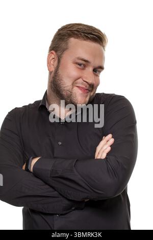 A man shows embarrassment, isolated on a white background Stock Photo ...