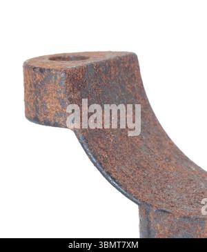 Isolated old riflescope base that is so covered in rust it can no ...
