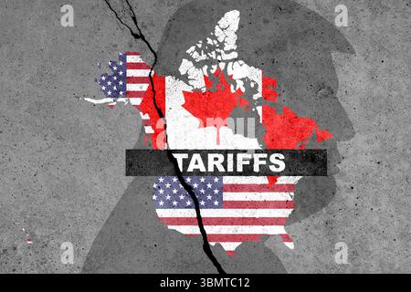 The flags of Mexico and EU painted on a weathered broken wall ...