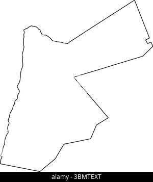 Jordan Map. Jordanian Country Map. Black and White National Nation Outline Geography Border ...