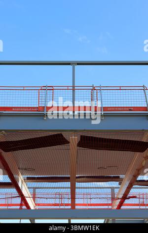 Steel skeleton frame steelwork with fall arrest safety netting at ...