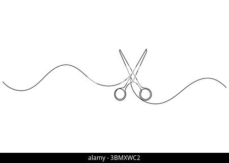 One line continuous stylist scissors symbol concept. Barber haircut ...