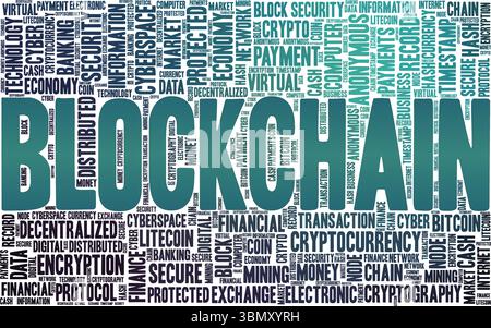 Blockchain word cloud conceptual design isolated on white background ...