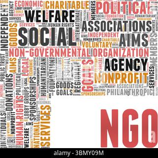 NGO Non-Governmental Organization vector illustration word cloud ...