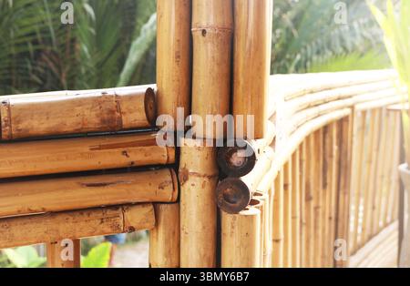 Bamboo railing structure joints and joinery detail Stock Photo - Alamy