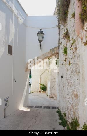 Characteristic alley in the beautiful city of Ostuni, also called The ...