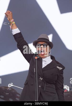 The Selecter performing on the Pyramid Stage during the Glastonbury ...