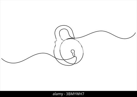 Continuous line padlock illustration simple secure lock outline vector ...