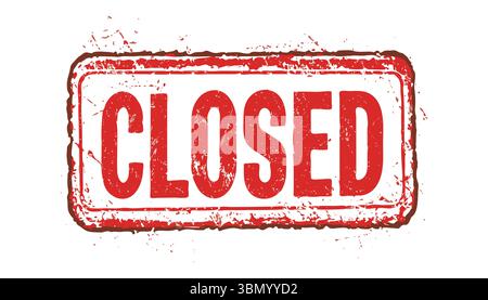 "Closed Stamp: Red Grunge Closure Mark, Business Shutdown Notification ...