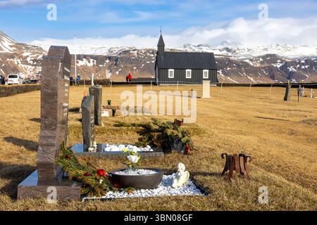 The Black Church of Budir in the southern part of Snaefellsnes ...