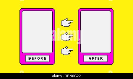 Before and after pixel template. Game rectangle frames for photo ...