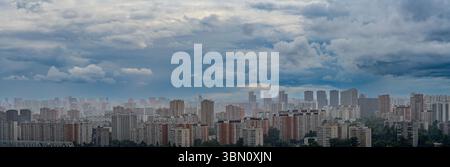 Aerial view of Moscow against the background of the sky with clouds ...