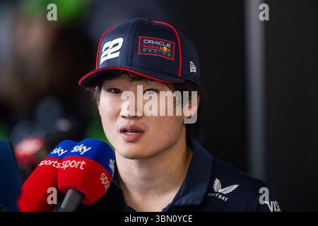 Yuki Tsunoda (Oracle Red Bull Racing, Japan, #22) on the stage at the ...