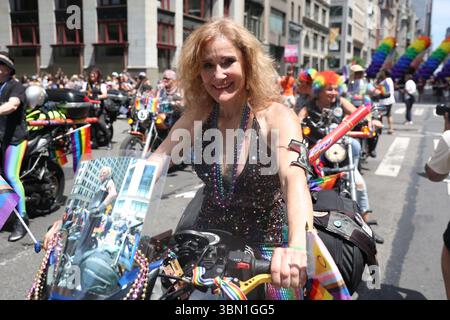 Members of the Sirens MC NYC ride down the route during the NYC Pride ...