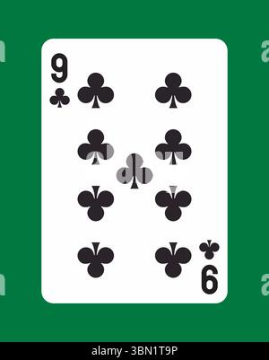 Nine of clubs card flat white icons on round color backgrounds Stock ...