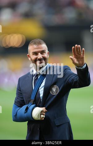 Inter Miami owner David Beckham enters the field before the 2025 ...