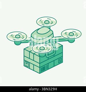 Flying drone with parcel, logistics and delivery of goods Stock Vector ...