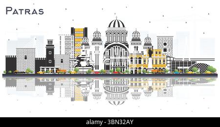 Patras Greece City Skyline with Color Buildings, Blue Sky and Copy ...