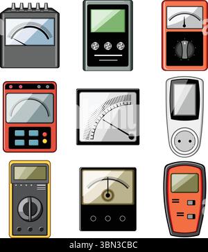 monitoring watt meter cartoon vector illustration Stock Vector Image ...