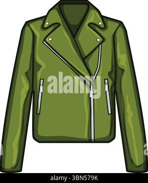 chic leather jacket female cartoon vector illustration Stock Vector ...
