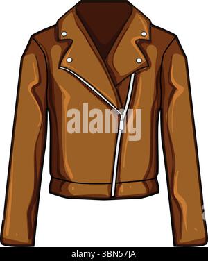 chic leather jacket female cartoon vector illustration Stock Vector ...
