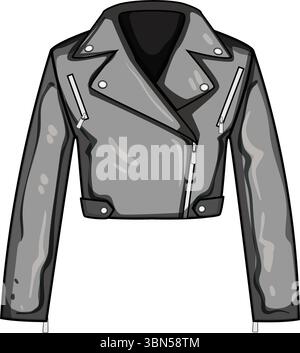 chic leather jacket female cartoon vector illustration Stock Vector ...
