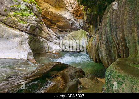 Devil's Bridge, a natural travertine arch spanning the deep Vorotan ...
