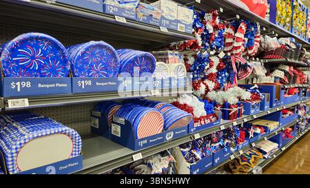 Patriotic summer display inside a Walmart store in the USA Stock Photo ...