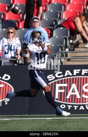 wide receiver Kevin Mital #10 of Toronto Argonauts catches a touchdown ...