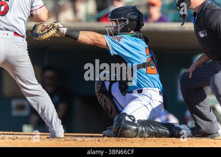 Alberto Rios (24) of the Inland Empire 66ers in the field against the ...