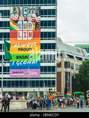 Giant rainbow banner adorns historic Liberty Hall, Eden Quay ...