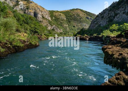 Buna River merging with Neretva in canyon near Mostar, Bosnia Stock ...