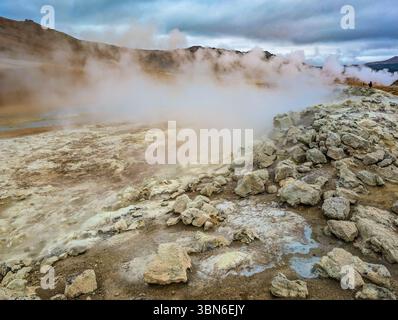 Boiling Mud Pits In Hverir, north Iceland Stock Photo - Alamy