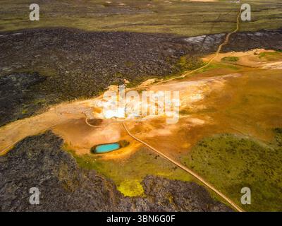 Aerial drone view of Krafla Lava Fields Leirhnjukur. Iceland Stock ...