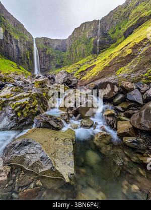 Aerial drone shots of Grundarfoss Waterfall, on Snaefellness peninsula ...
