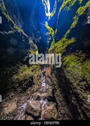 Raudfeldsgja Canyon gorge rift nature landscape on the Snaefellsnes ...
