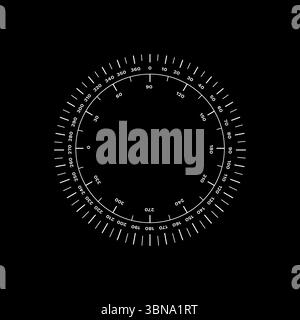 Circular measuring scale with detailed radial tick marks and numeric ...