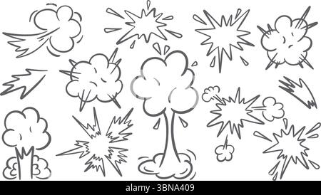Hand-drawn doodle blast, bomb element. Comic sketch style. Sketch ...