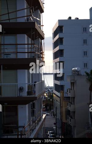 Cityscape with modern taller buildings and the top of a bridge, Skyline ...