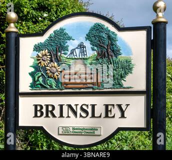Village name sign for Brinsley, Nottinghamshire, England, UK Stock ...