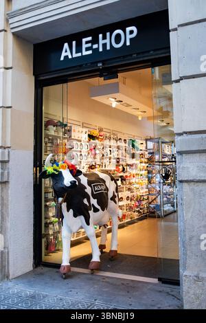 Ale-Hop shop cow mascot. Black and white Fresian model of a cow to ...